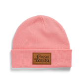 Casa Bonita Pink Leather Patch Logo Beanie